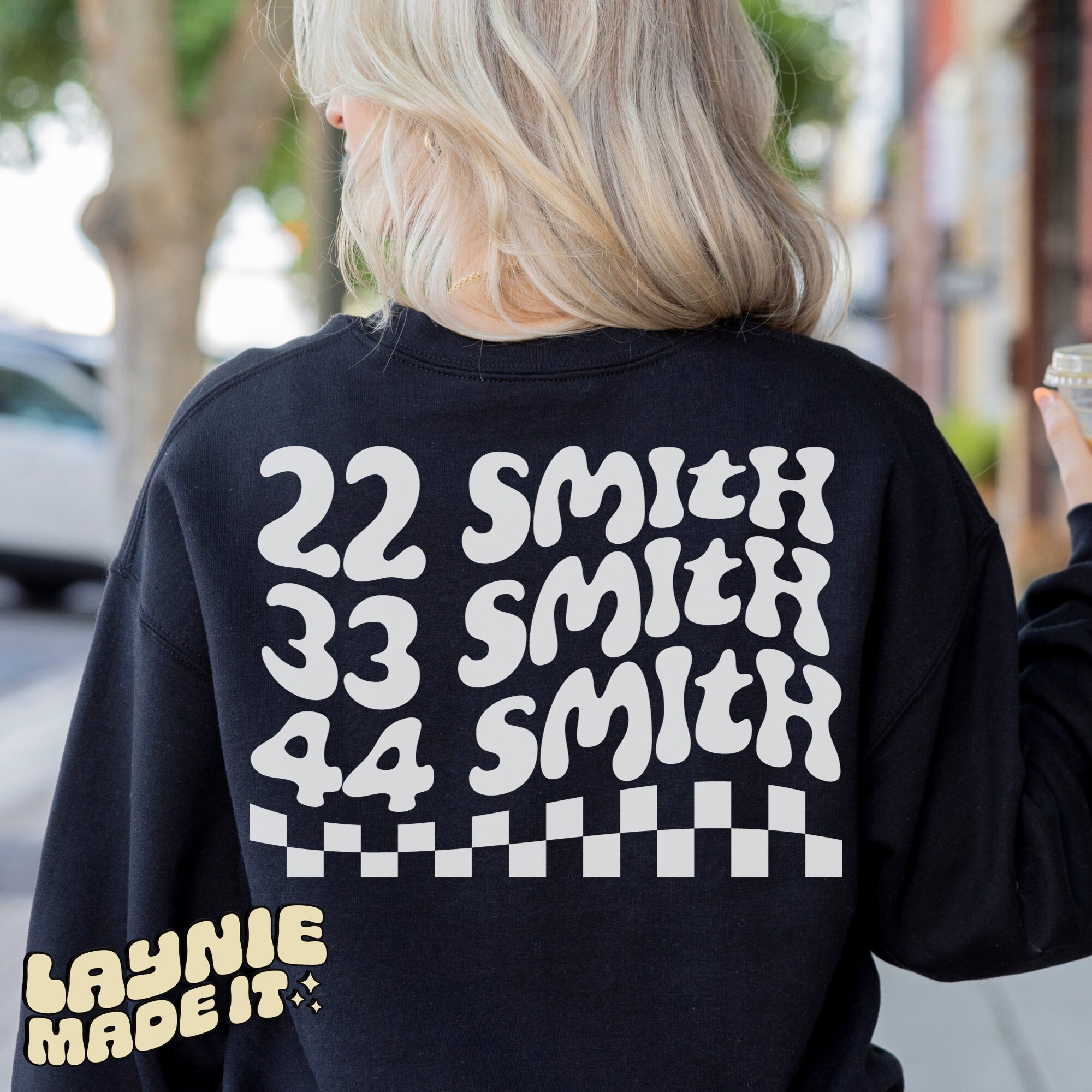 Personalized Checkered Flag Adult Sweatshirt, Custom Racing Sweatshirt ...