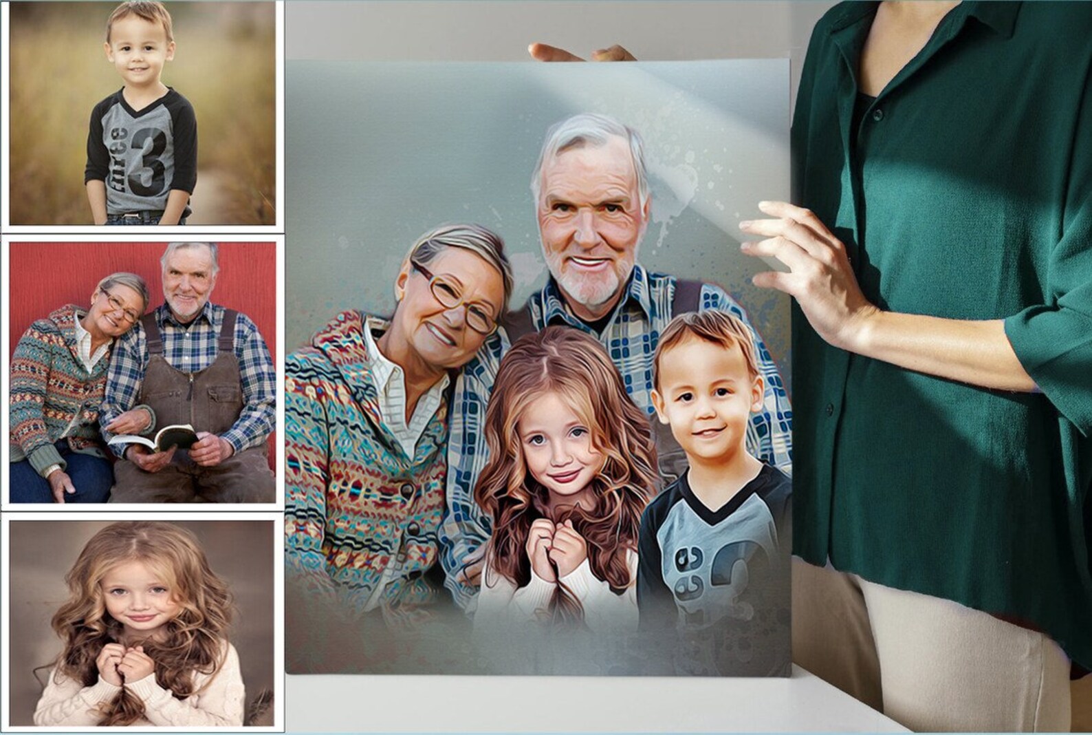 Family Memorial Portrait Photo Painting, Memorial Portrait Add Deceased ...