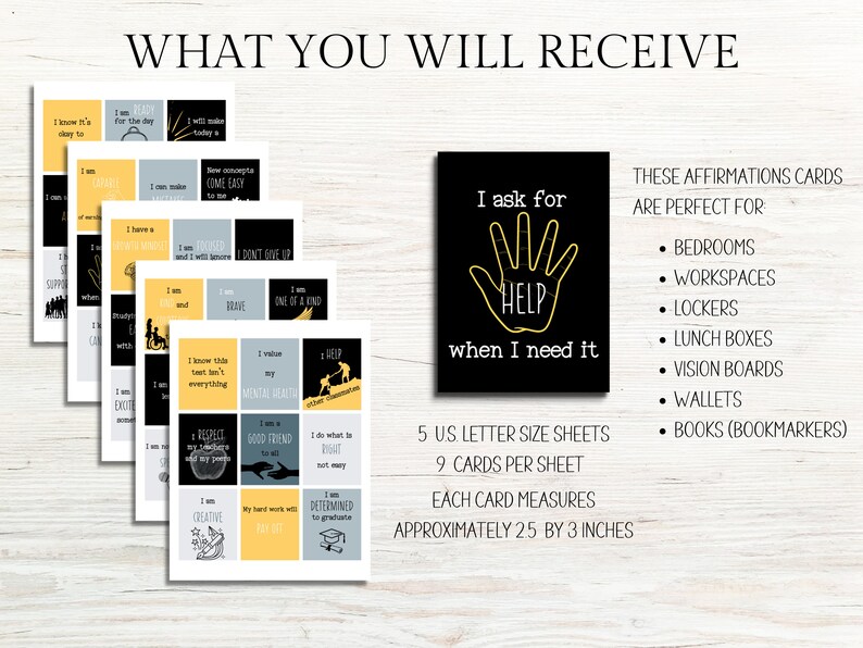 Positive Affirmation Deck, Student Affirmations, Dream Board, Gift for ...