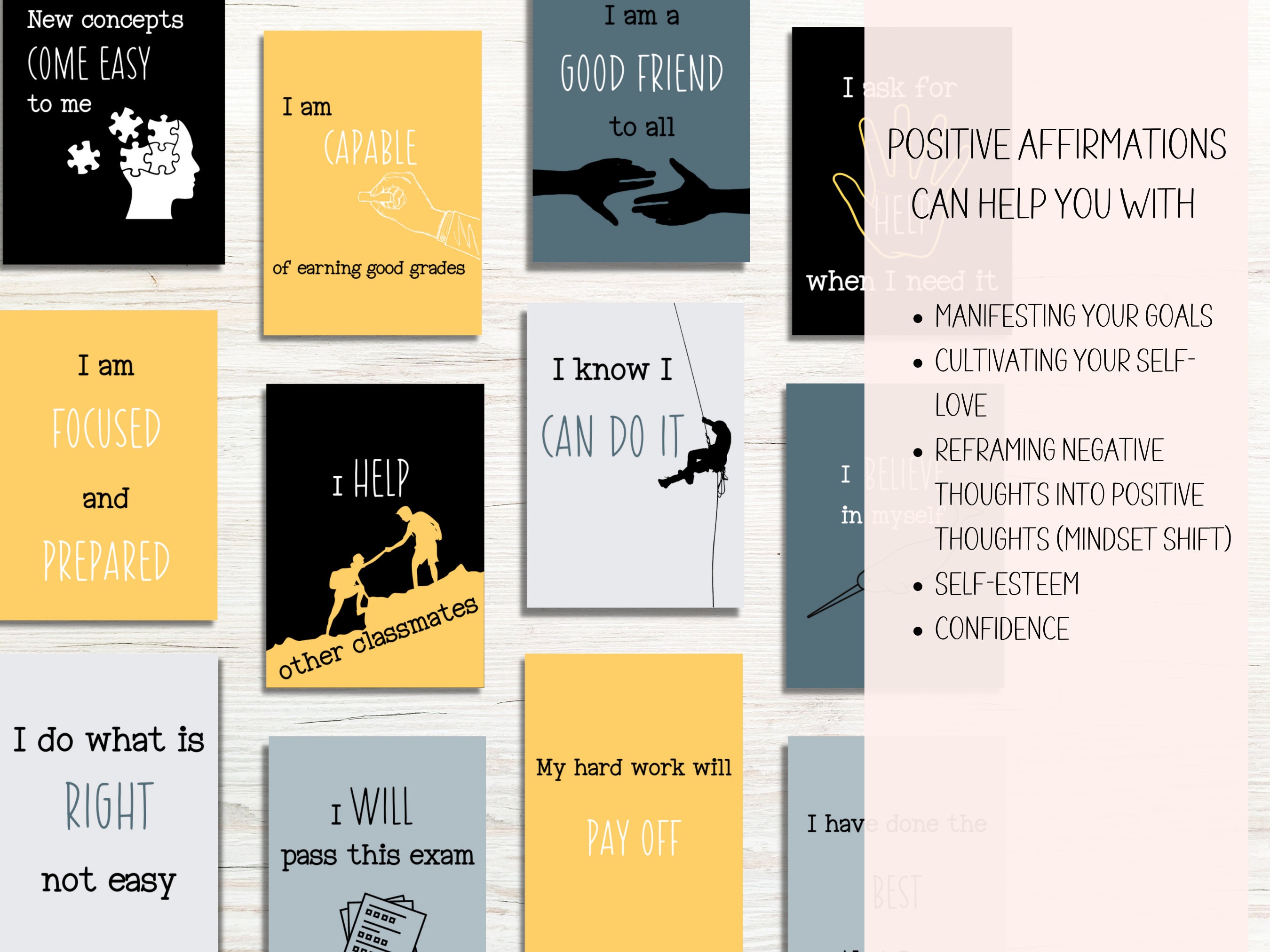 Positive Affirmation Deck, Student Affirmations, Dream Board, Gift for ...