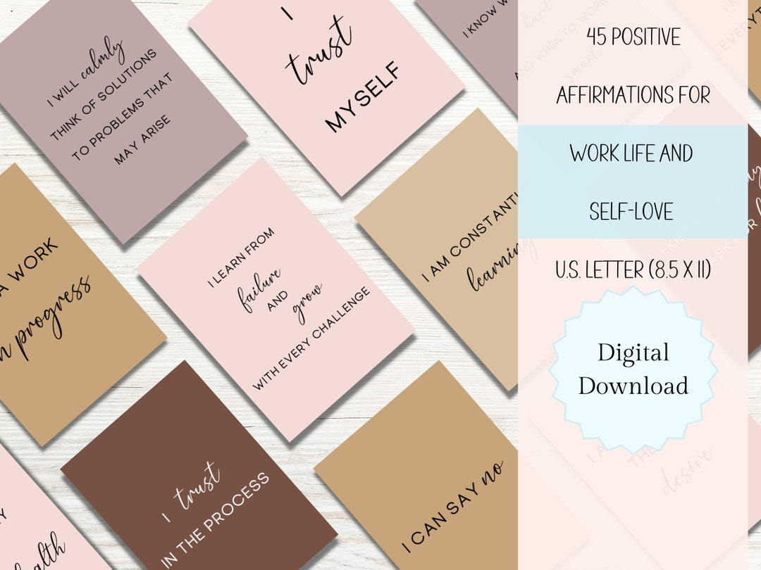 Positive Affirmations Deck for Work, Mindfulness Cards, 45 Daily ...