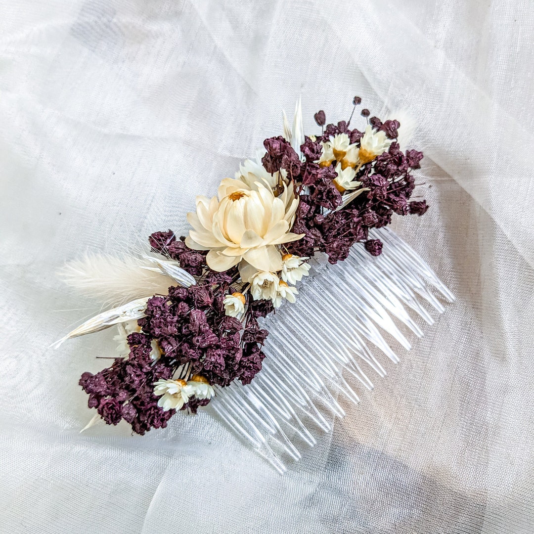 Dried Flower Hair Comb Red Hair Accessory for Wedding, Youth ...