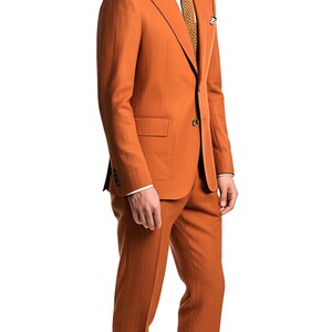 Rust Orange Men's Linen Wedding Suit – 2-piece Suit With Patch Pocket ...