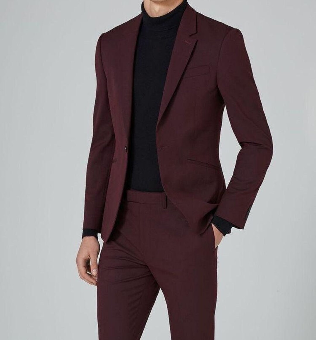 Maroon Blossom Suit With a Premium Quality Two-piece Men's Suit Perfect ...