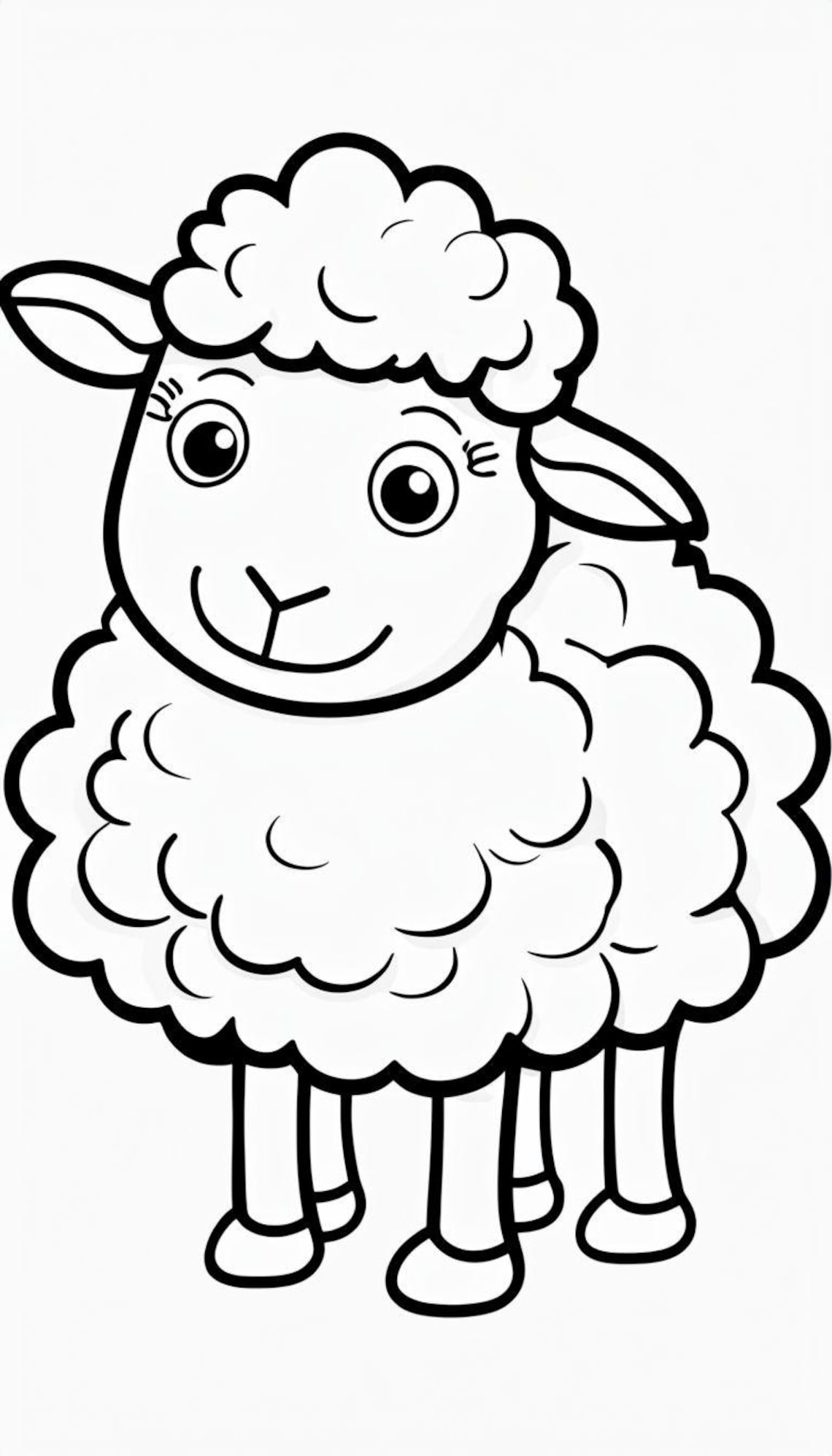 Cartoon Sheep Colouring Page for Kids & Adults - Etsy