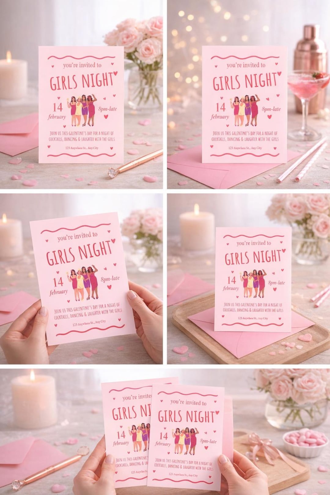 Editable Girls Night Invitation | Galentine’s Day Invite Template ...
