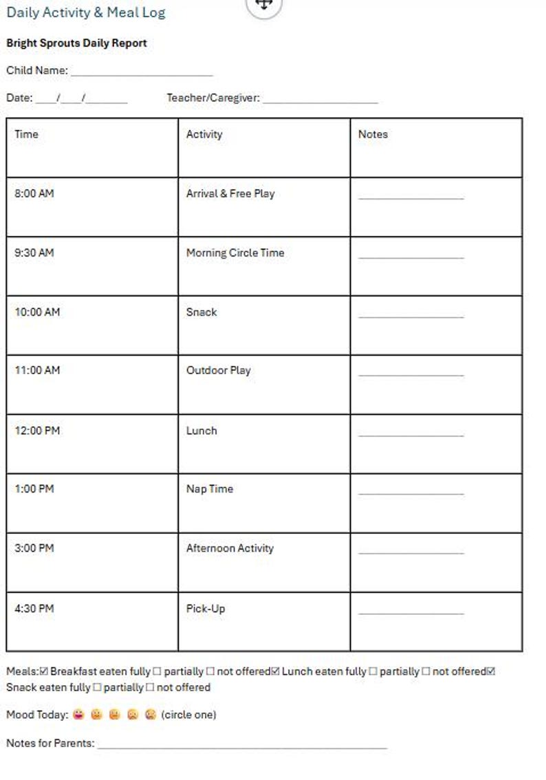 Editable Daycare Forms & Templates | Enrollment Form, Daily Reports ...