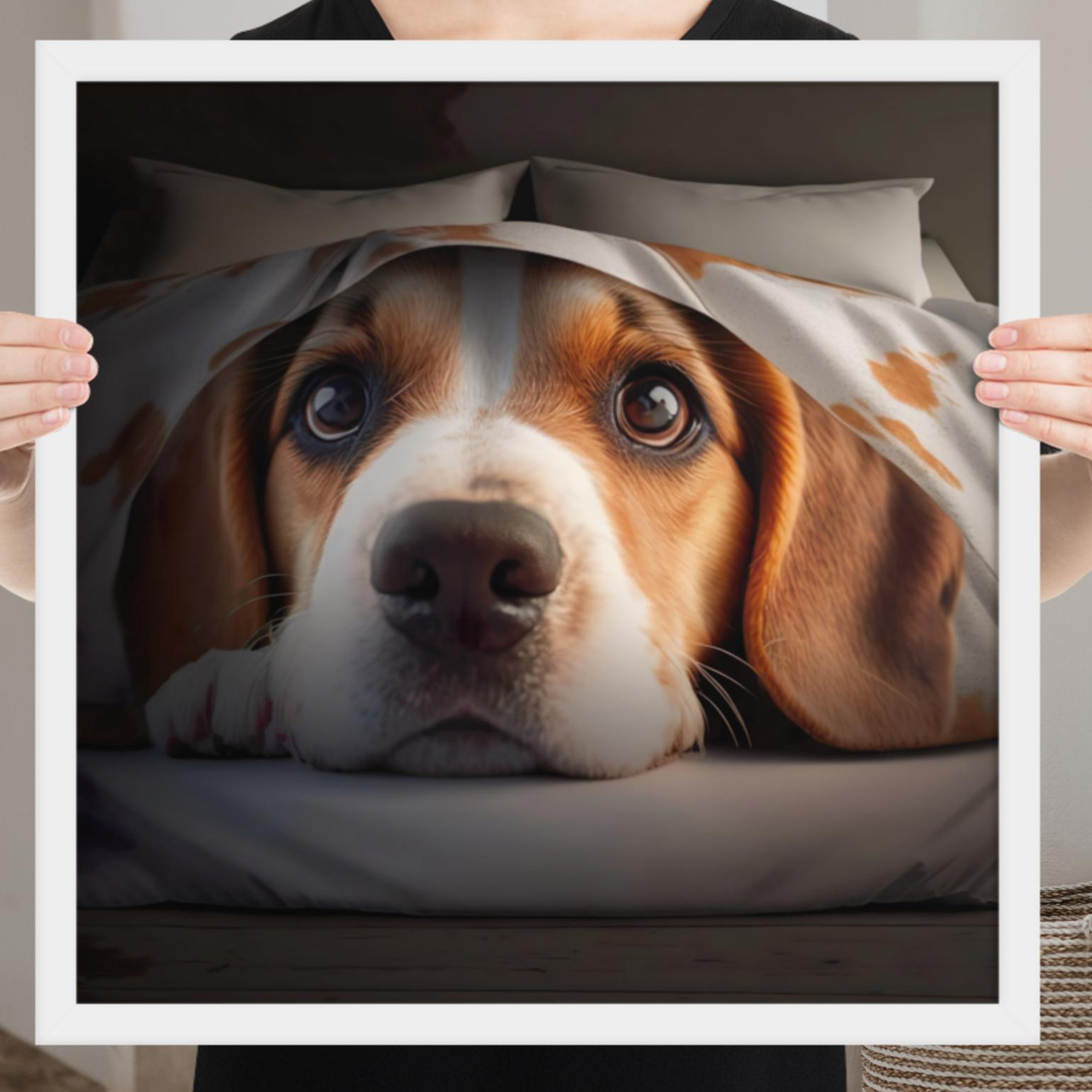 Bed Beagle Dog Wall Art - Printable Pet Portrait - Dog Mom Print ...