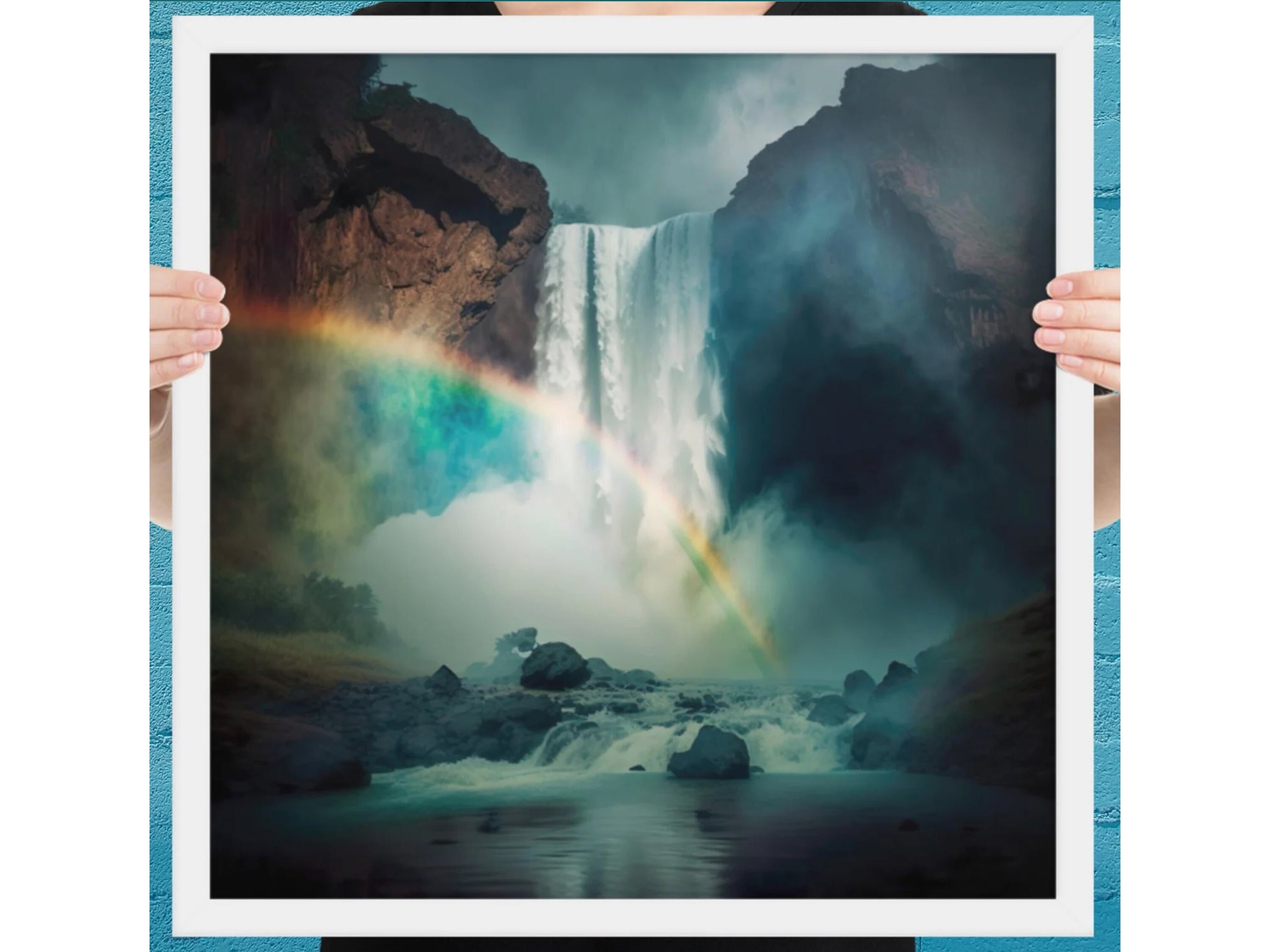 Rainbow Waterfall Printable Poster - Nature Wall Art - Landscape Home ...