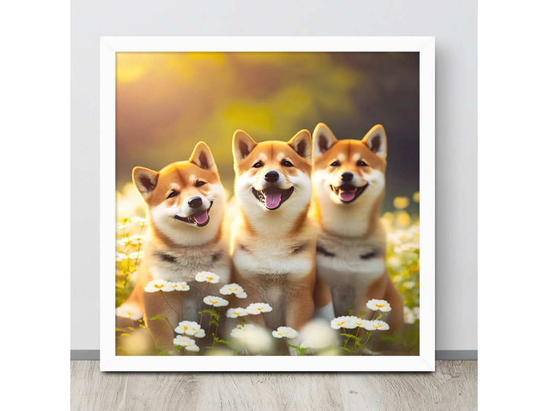 3 Best Friends - Shiba Inu Art- Printable Dog Wall Art- Pet Portrait ...