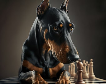 Dog Playing Chess - Etsy