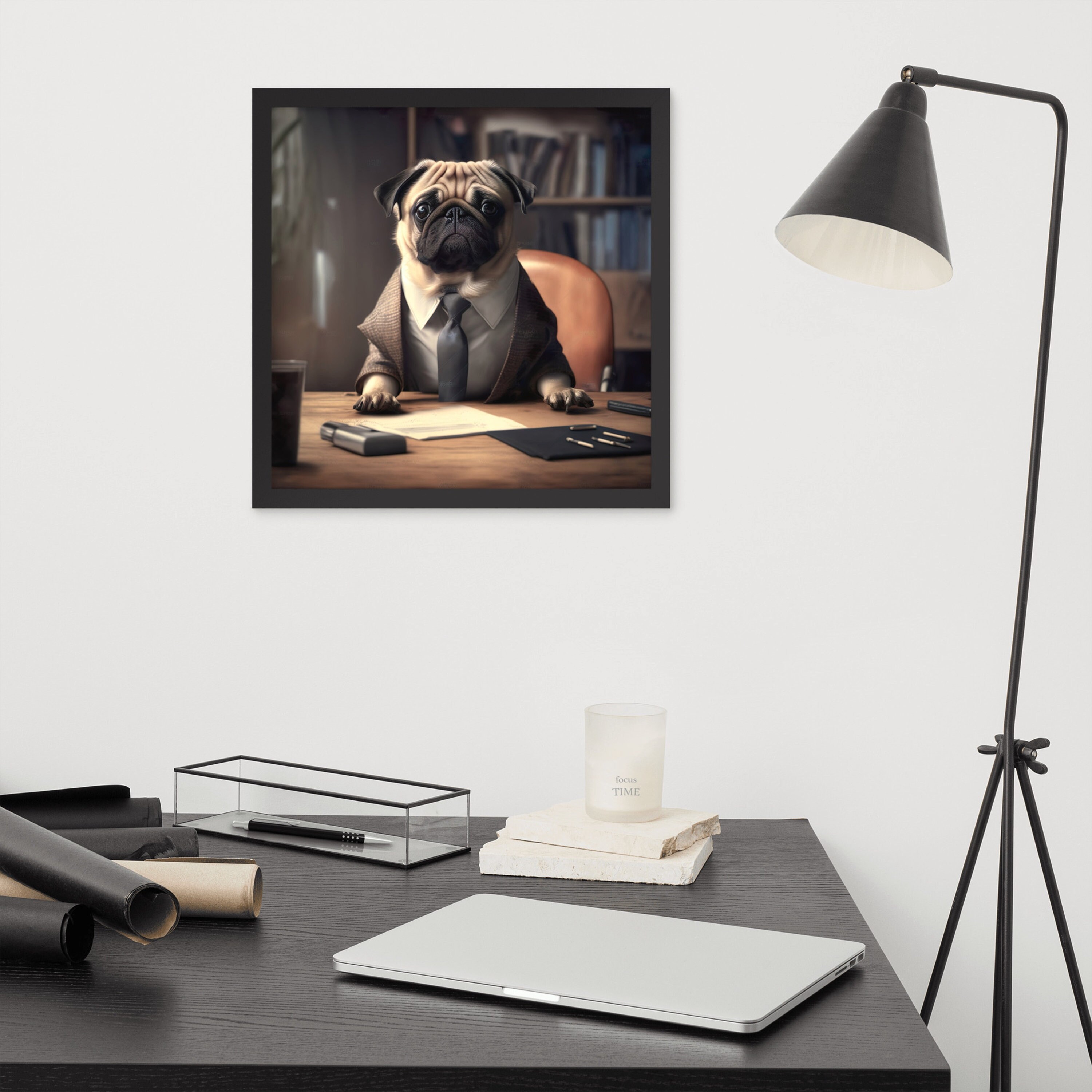 Frank the Office Pug Printable Dog Wall Art Pet Portrait Office Home ...