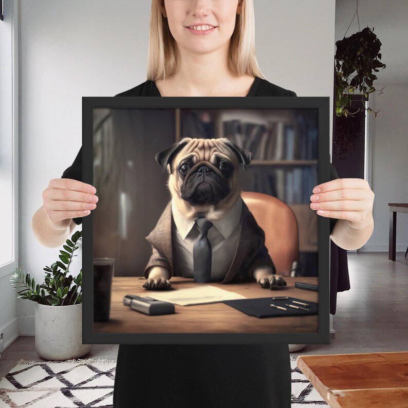 Frank the Office Pug Printable Dog Wall Art Pet Portrait Office Home ...