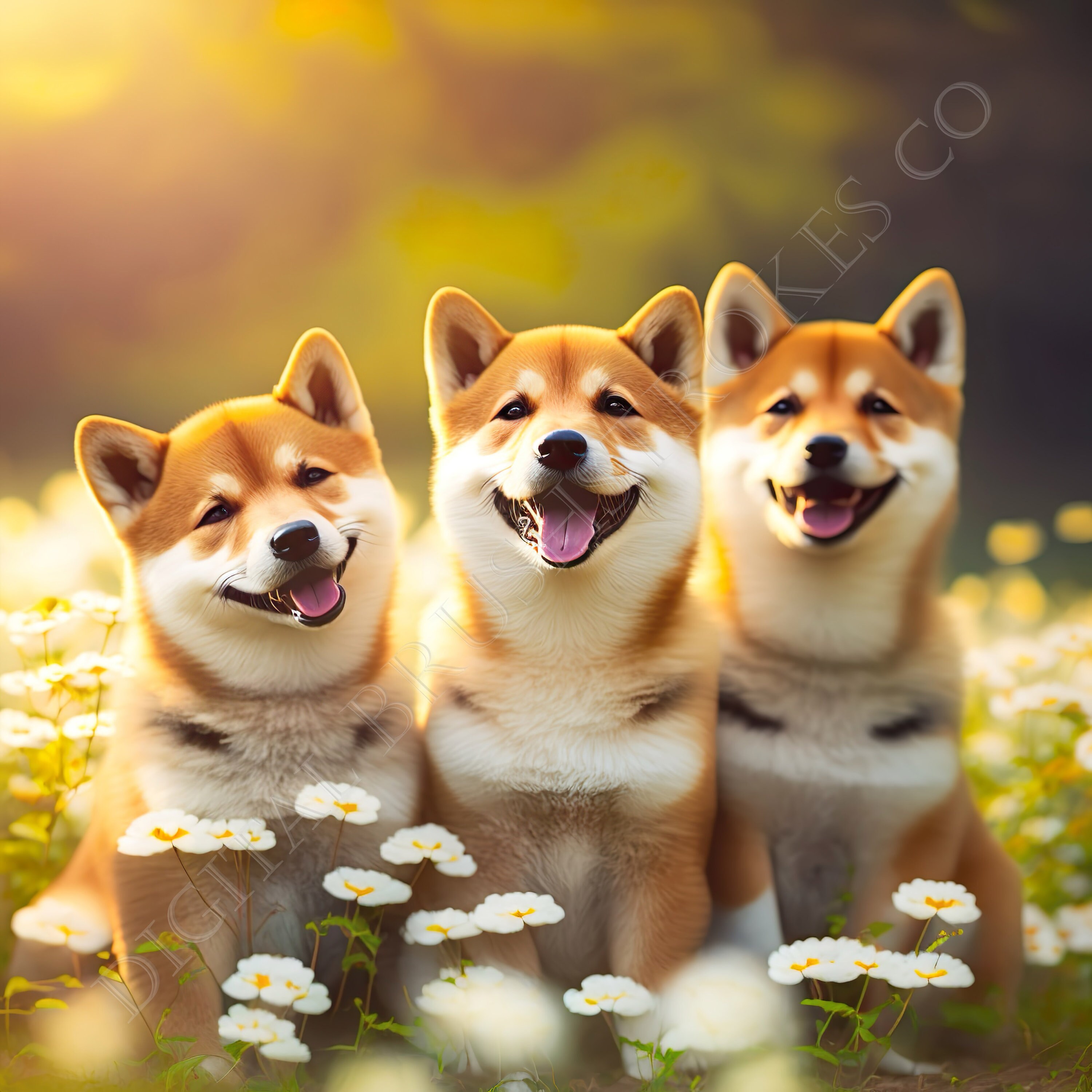 3 Best Friends - Shiba Inu Art- Printable Dog Wall Art- Pet Portrait ...