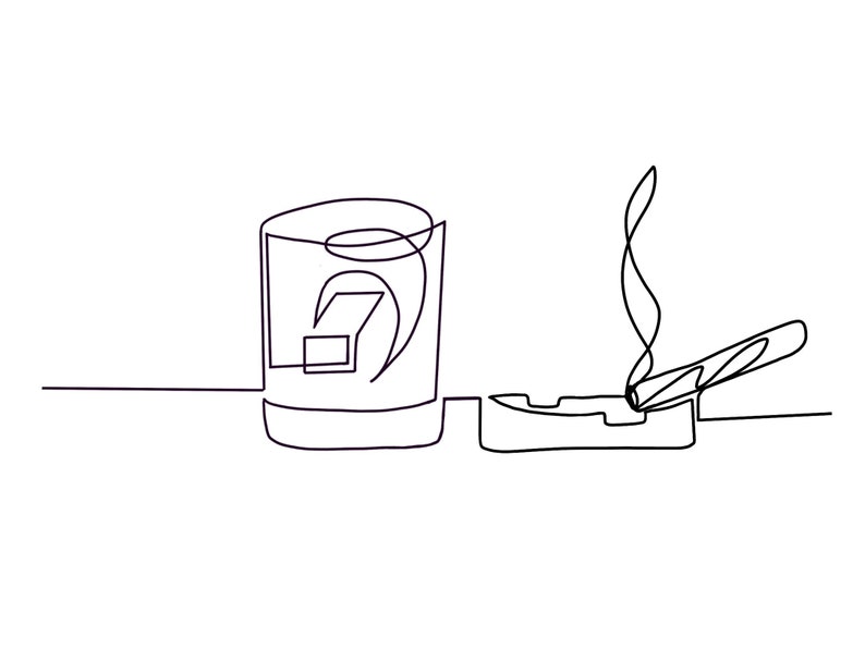 Cigar and Whiskey Line Art, Digital Download, Whiskey Glass, Ashtray ...