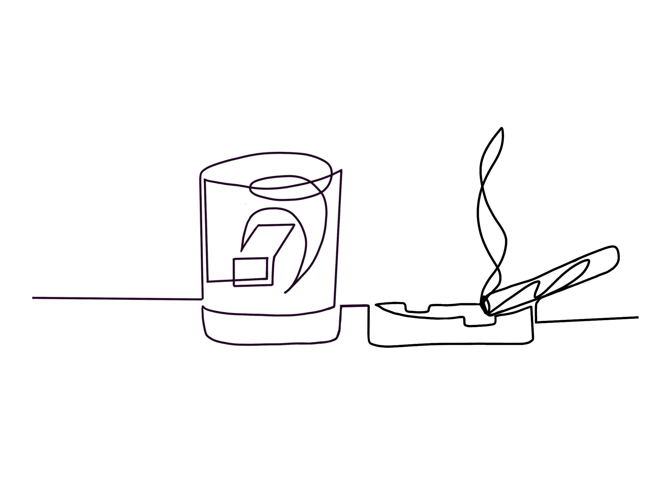Cigar and Whiskey Line Art, Digital Download, Whiskey Glass, Ashtray ...