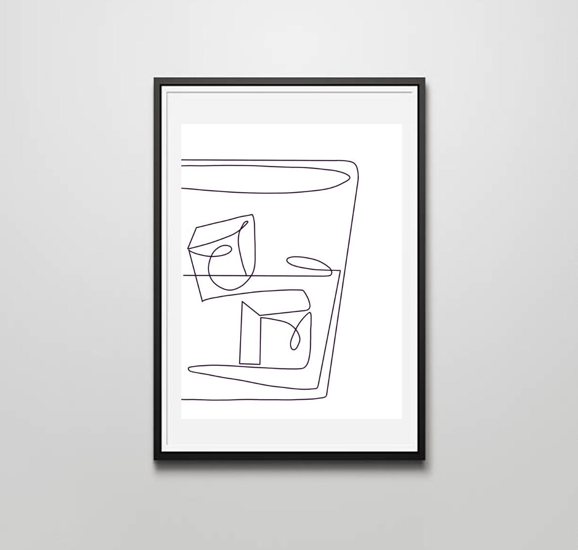 Whiskey Glass Line Art, Cigar Lounge Wall Art, Digital Download, Print ...
