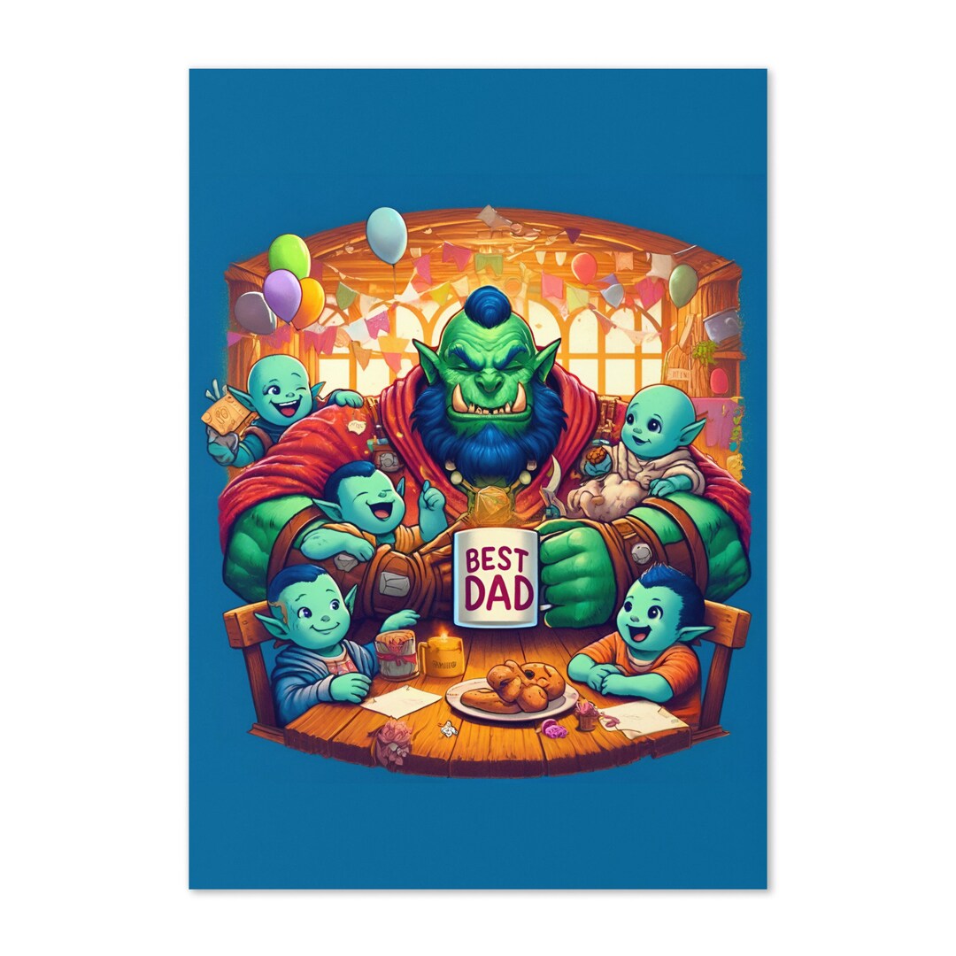 Orc Dad Celebration Father's Day Greeting Card Fantasy Orc Family ...