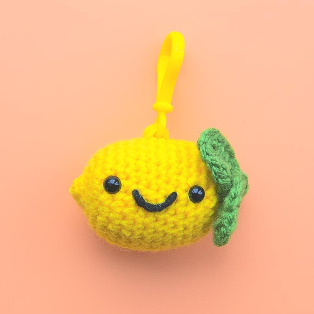 Lemon Bag Charm, Crochet Amigurumi Cute Food Keyring, Citrus Keychain ...