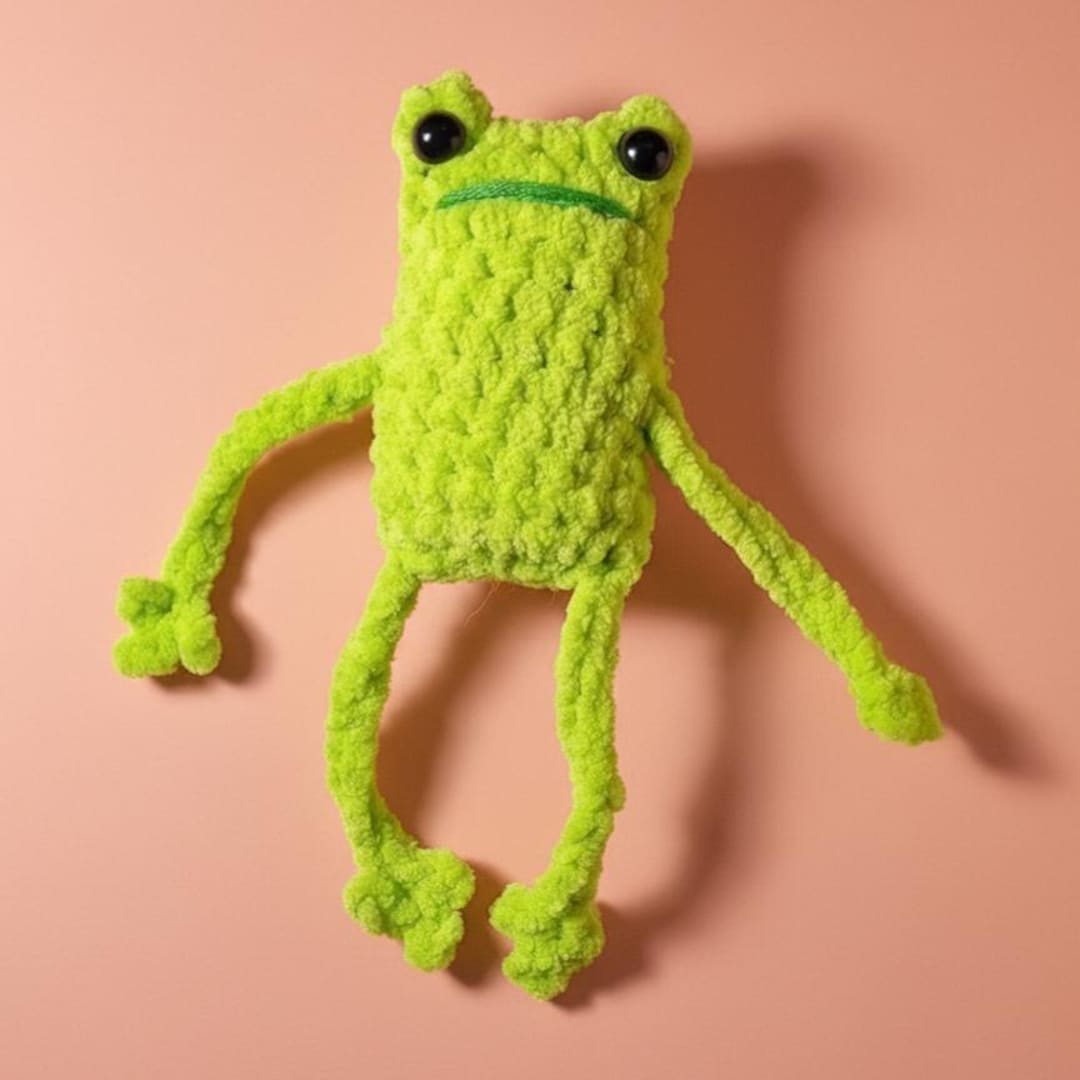 Crochet Leggy Froggy Plushie, UKCA Tested Mini Chenille Desk Buddy ...
