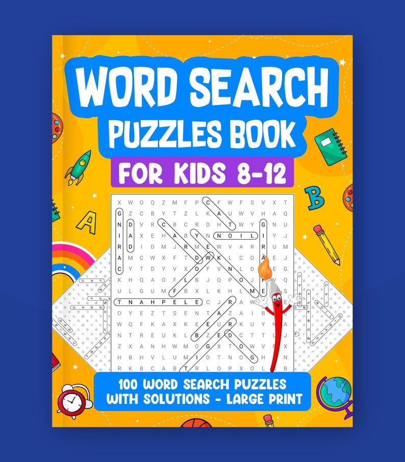 WORD SEARCH 100 Puzzles With Solutions Book for Kids 8-12 Years Old - Etsy