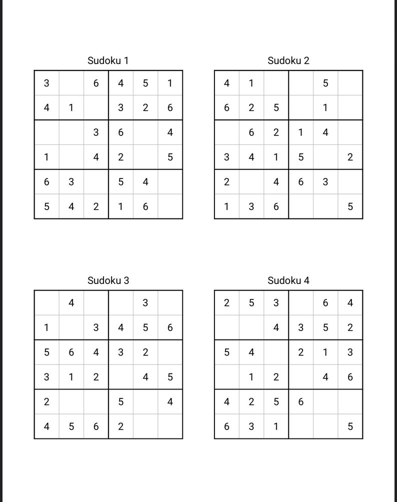 360 SUDOKU PUZZLES With Solutions for Kids Ages 8-12 - Etsy