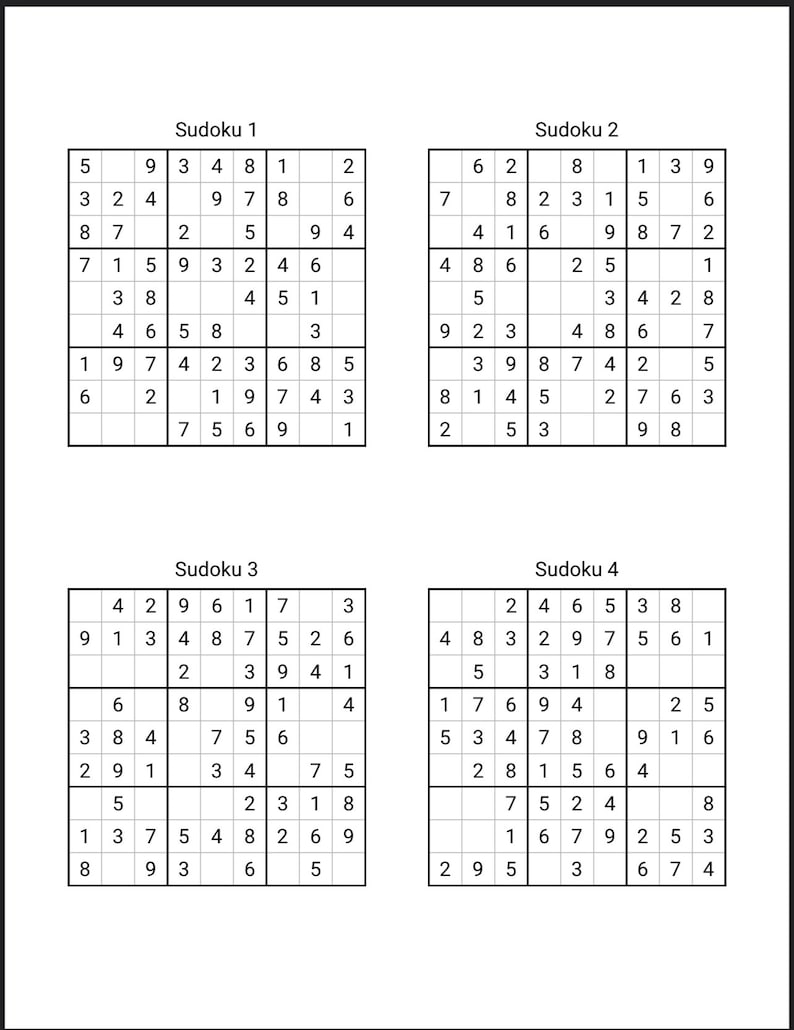 360 SUDOKU PUZZLES With Solutions for Kids Ages 8-12 - Etsy