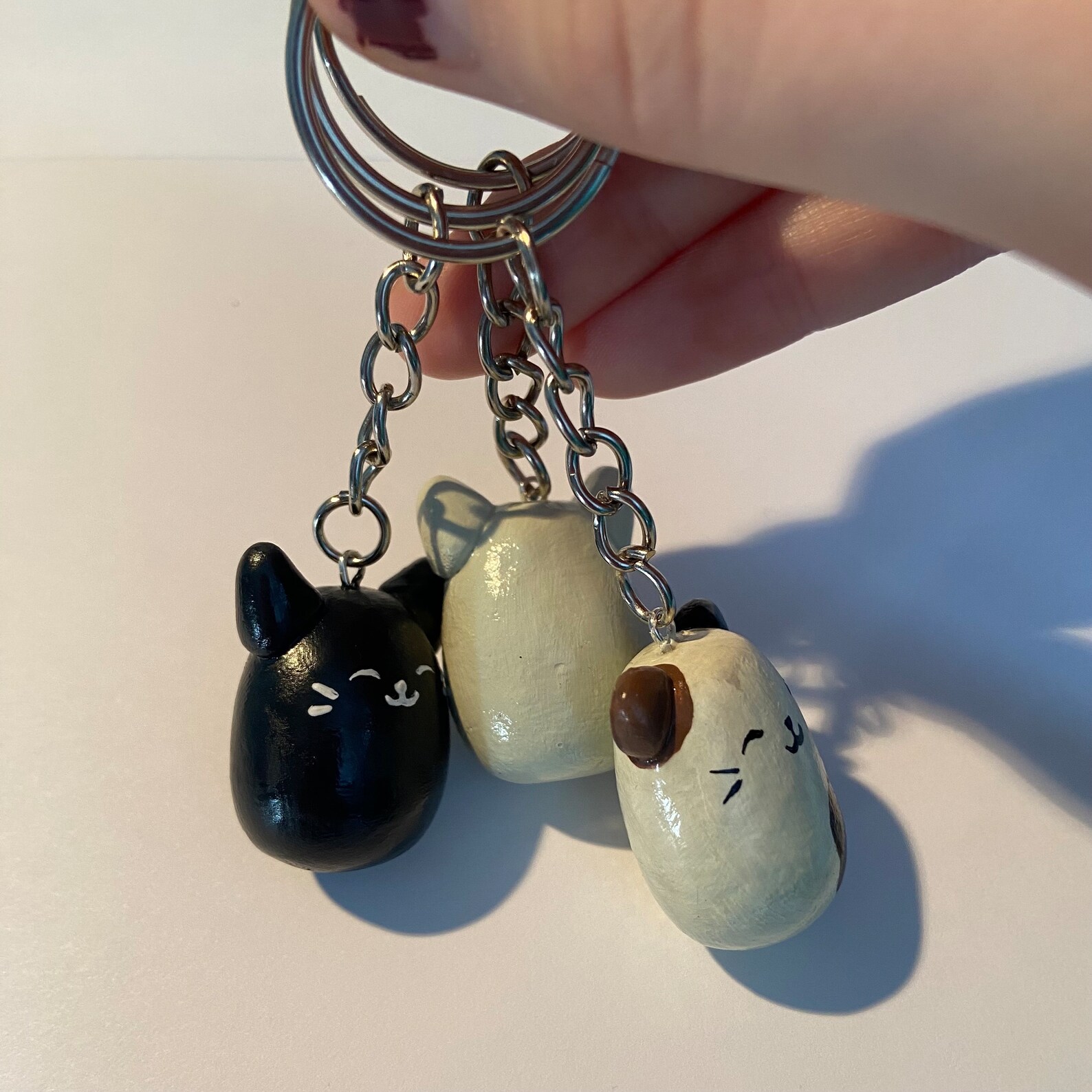 Homemade Clay Cute Cat Keychain - Etsy