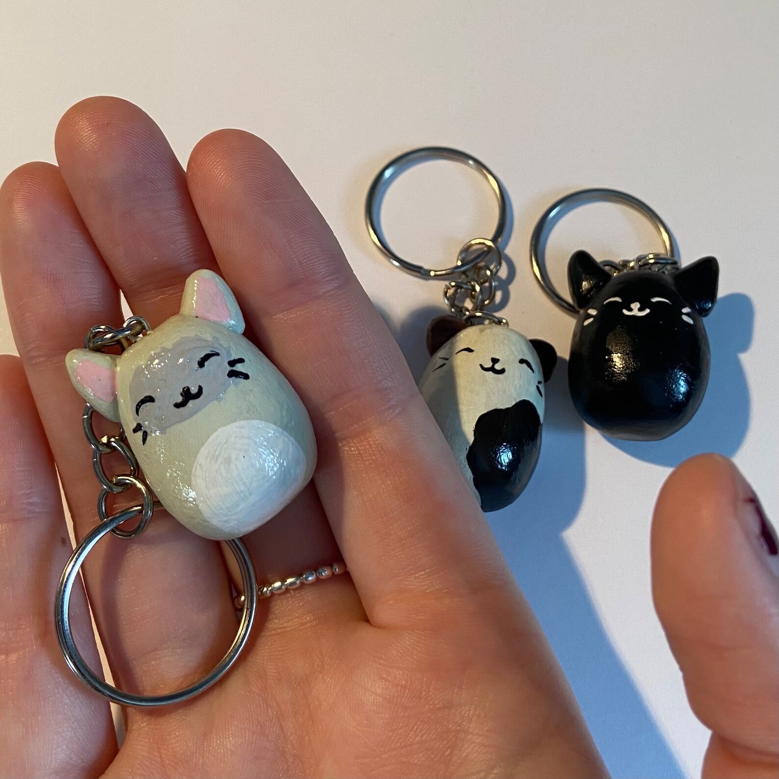 Homemade Clay Cute Cat Keychain - Etsy