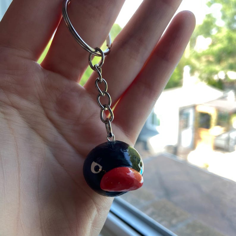 Angry Pingu Keychain | Homemade | Clay - Etsy