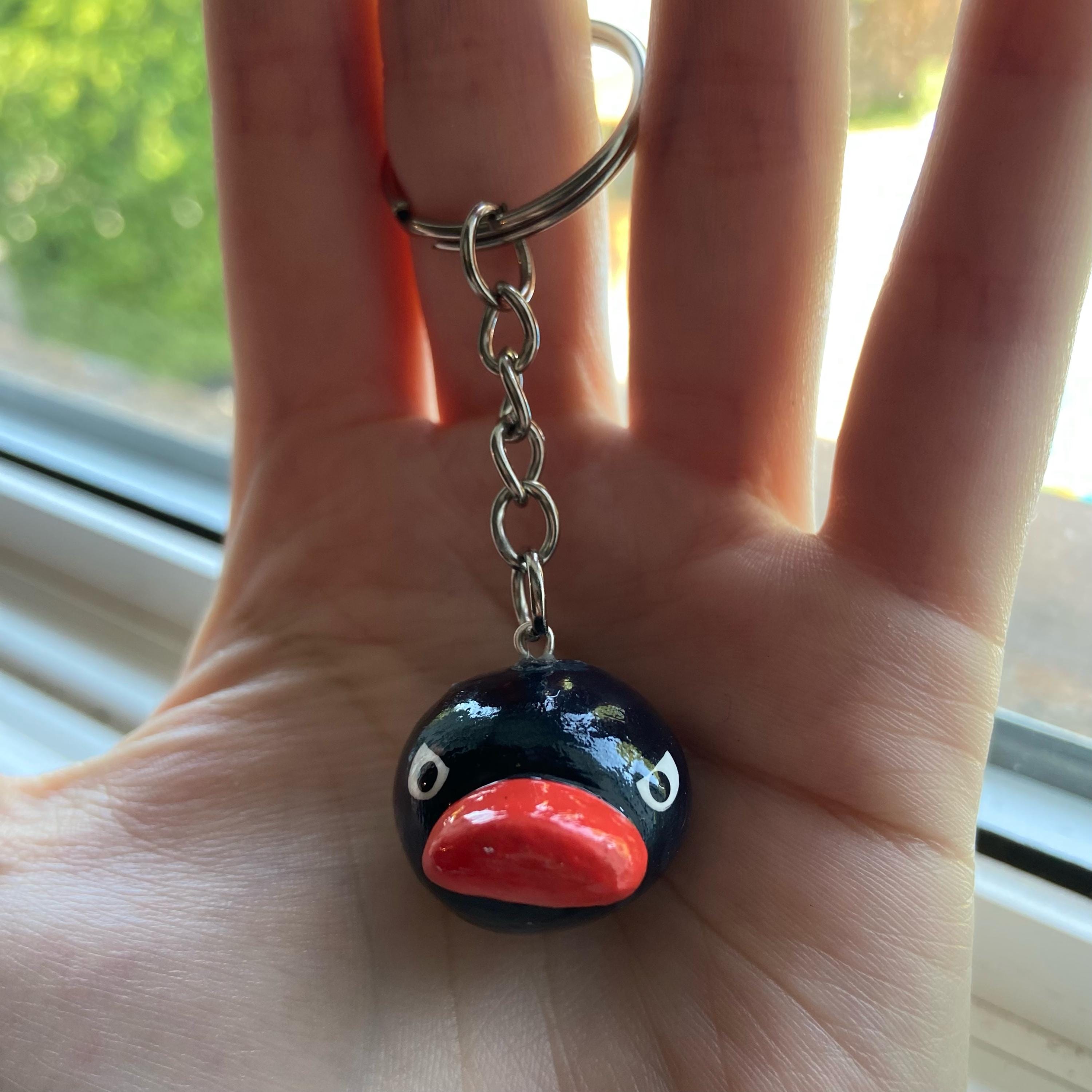 Angry Pingu Keychain | Homemade | Clay - Etsy