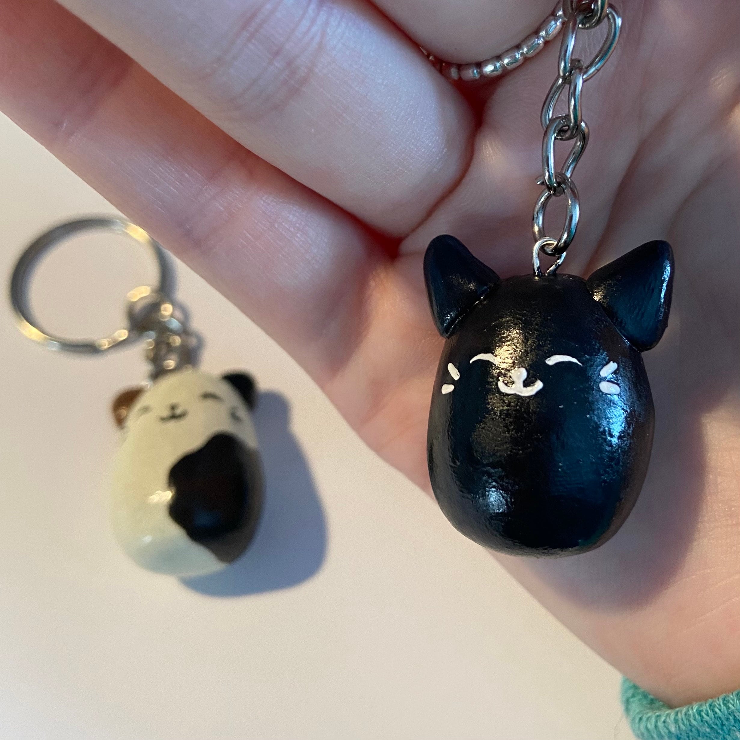 Homemade Clay Cute Cat Keychain - Etsy