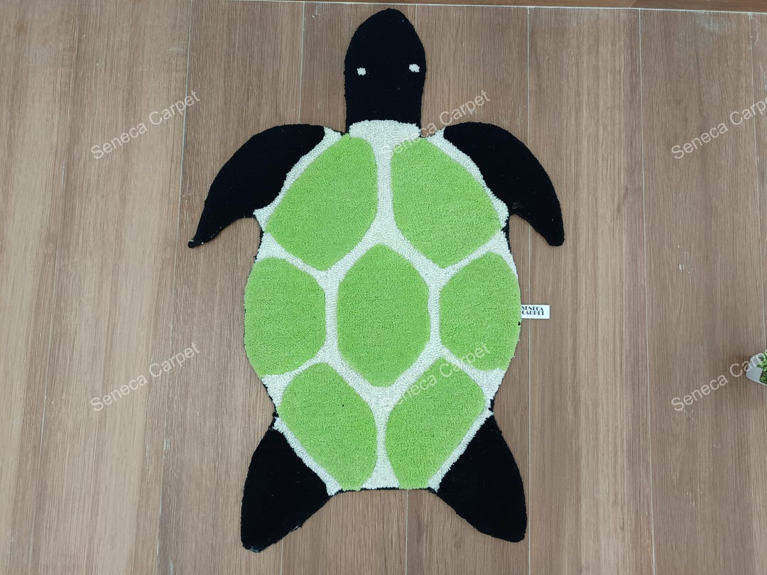 Hand-tufted Wool Turtle Rug: Green & Black Animal Carpet - Etsy