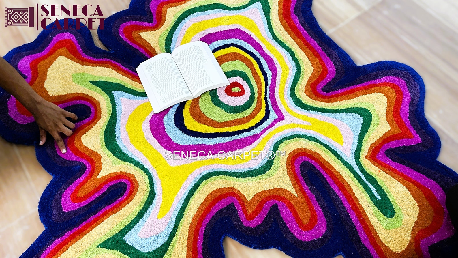 Colorful Eye-catching Rug | Tufted Multi Color Woolen Rug, Odd Shaped ...