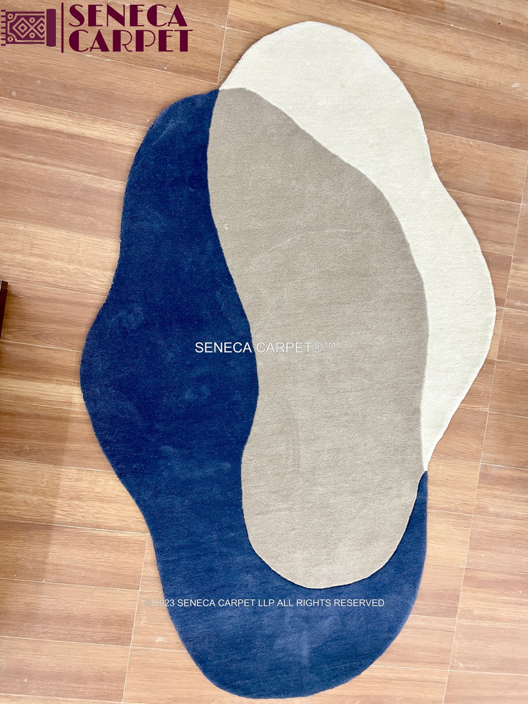 Irregular Shape Tufted Rug Custom Size Rug Blue and Beige Color Unique ...