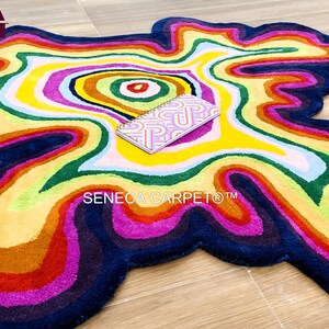 Colorful Eye-catching Rug | Tufted Multi Color Woolen Rug, Odd Shaped ...