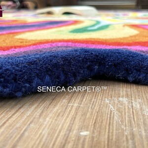 Colorful Eye-catching Rug | Tufted Multi Color Woolen Rug, Odd Shaped ...