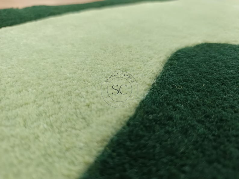 Irregular Shape Handmade Green Color Tufted Rug, Luxury Handmade Rug ...