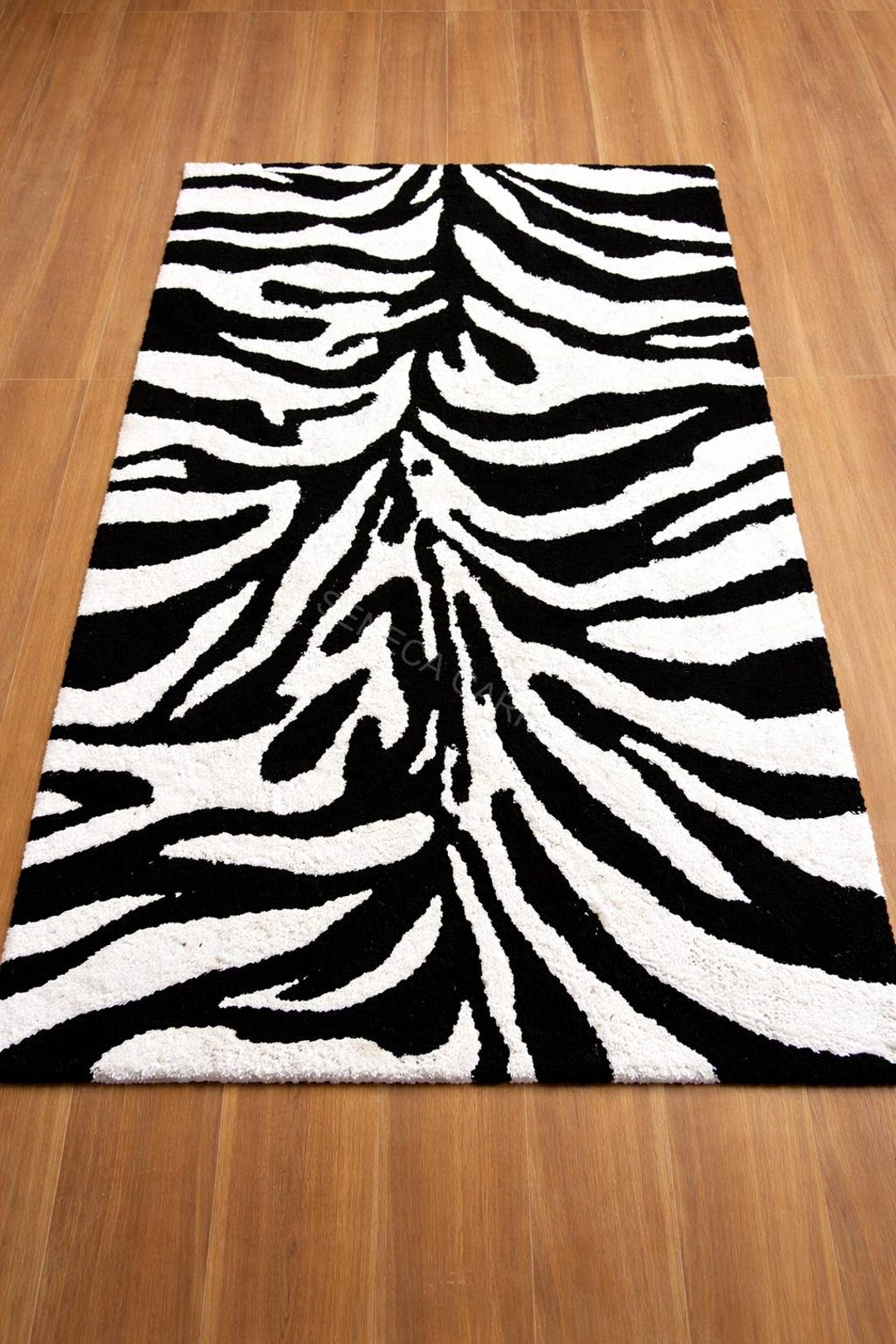 Black White Zebra Shag Rug, Modern Animal Print Plush Soft Shaggy ...