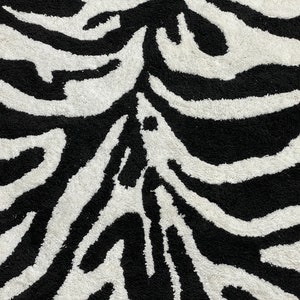 Black and White Modern Shaggy Zebra Print Plush Rug, Handmade, Shaggy ...