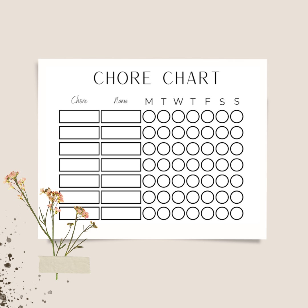 Printable Chore Chart to Track Weekly Chore Lists for Kids, Families ...