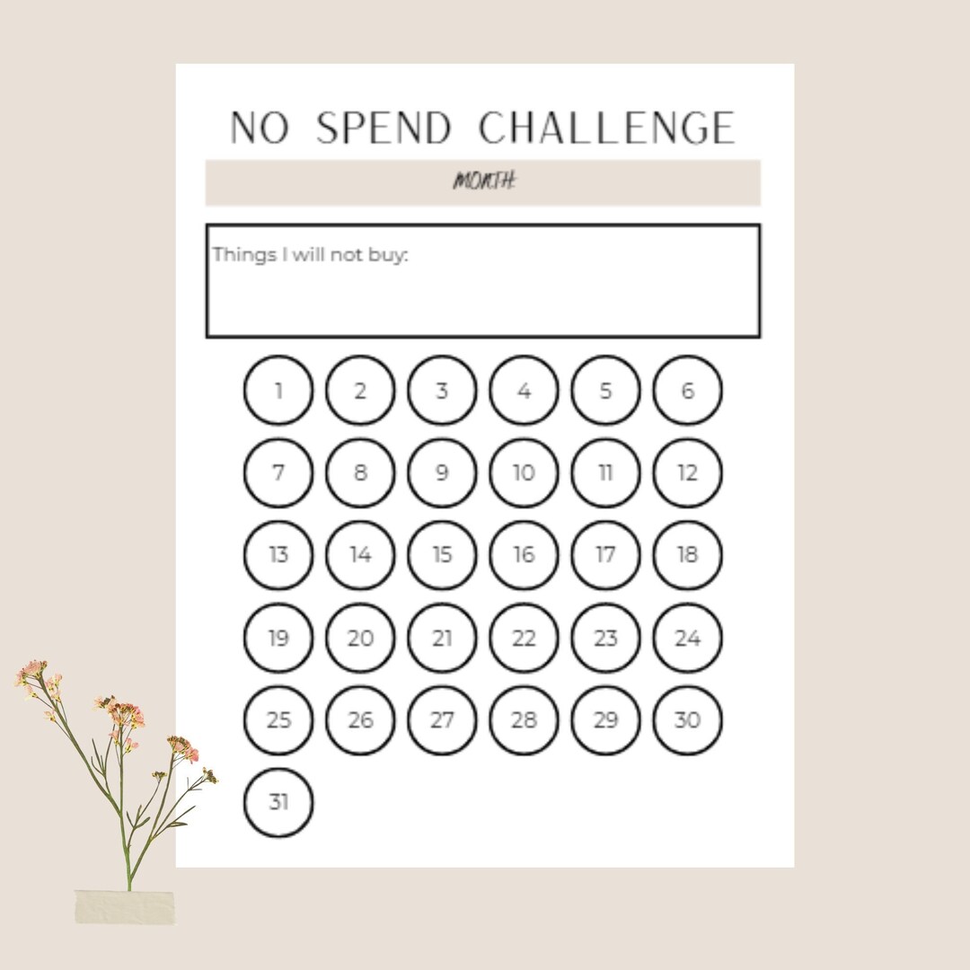 Printable Monthly No Spend Challenge to Save Money and Track Spending ...