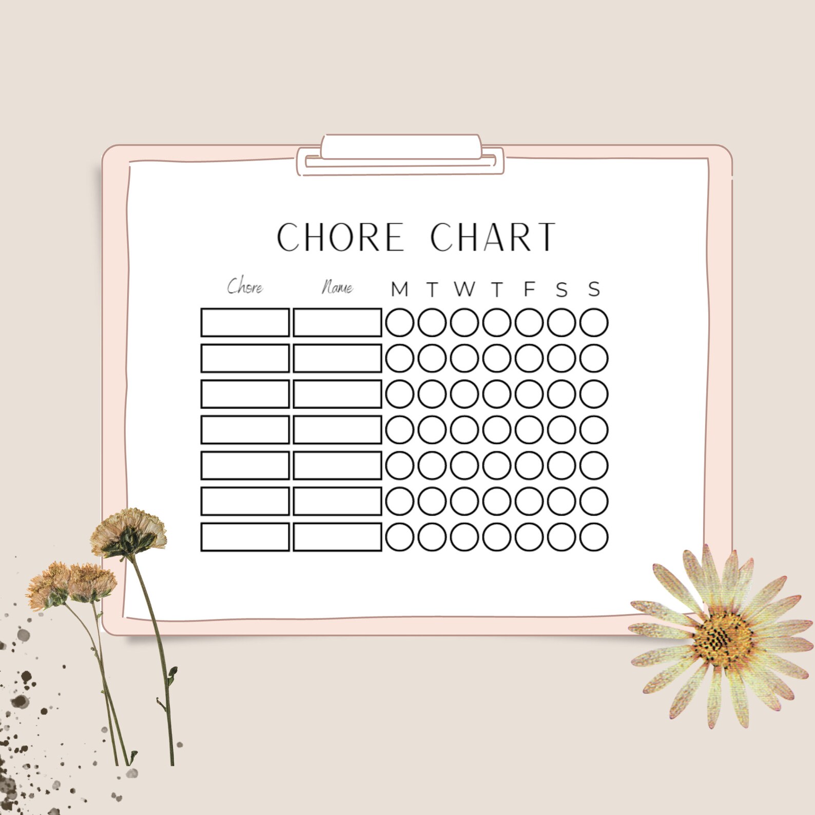 Printable Chore Chart to Track Weekly Chore Lists for Kids, Families ...