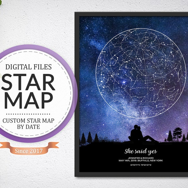 Couples Birth Chart Art - Etsy