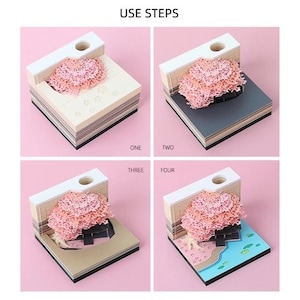 3D Paper Crafting Notepad, Art Paper Sculpture Notepad, Creative Desk ...
