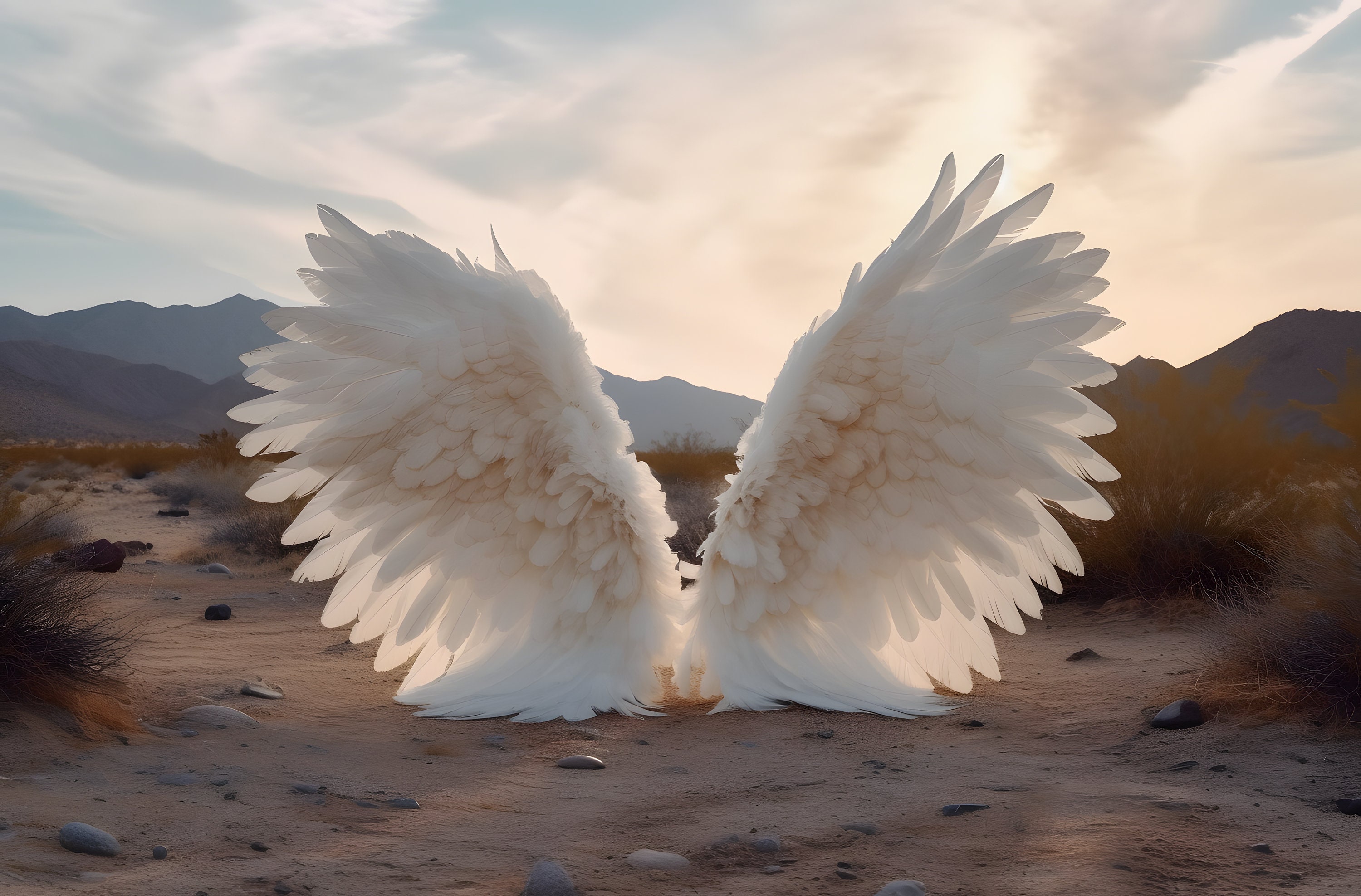 23 Enchanted Celestial Wings Ethereal Angelic Backdrops in Desert ...