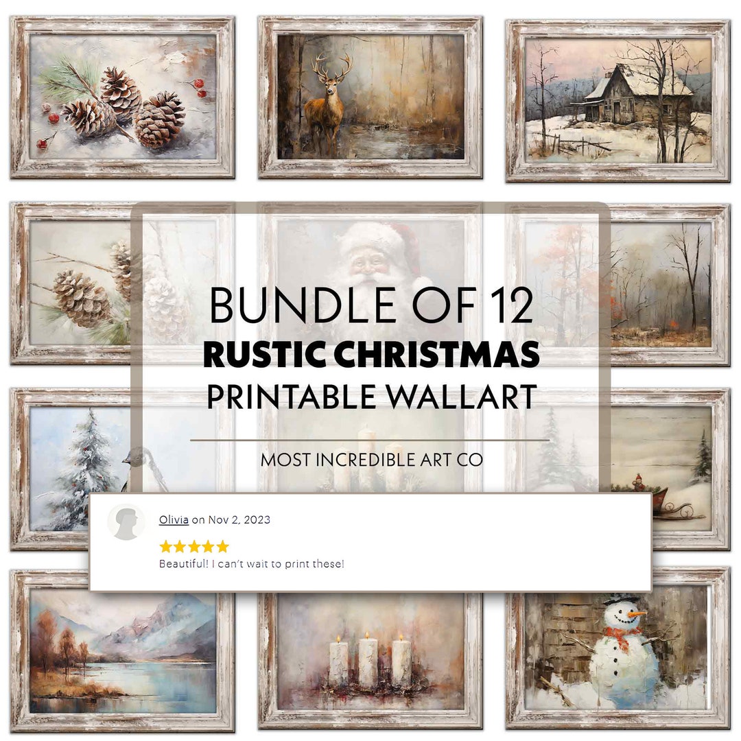 Printable Art Rustic Christmas 12 High-resolution Printable Downloads ...