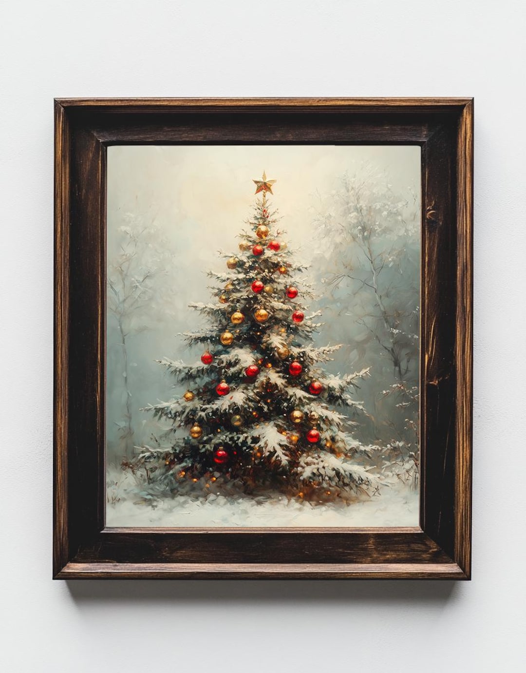 Printable Vintage Christmas Tree Art Modern Holiday Home Decor, Digital ...