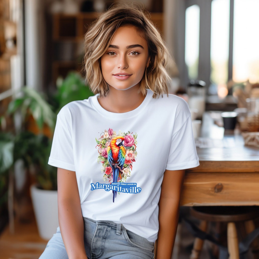 Jimmy Buffett Shirt, Margaritaville Tribute Colorful Vibrant Parrot ...
