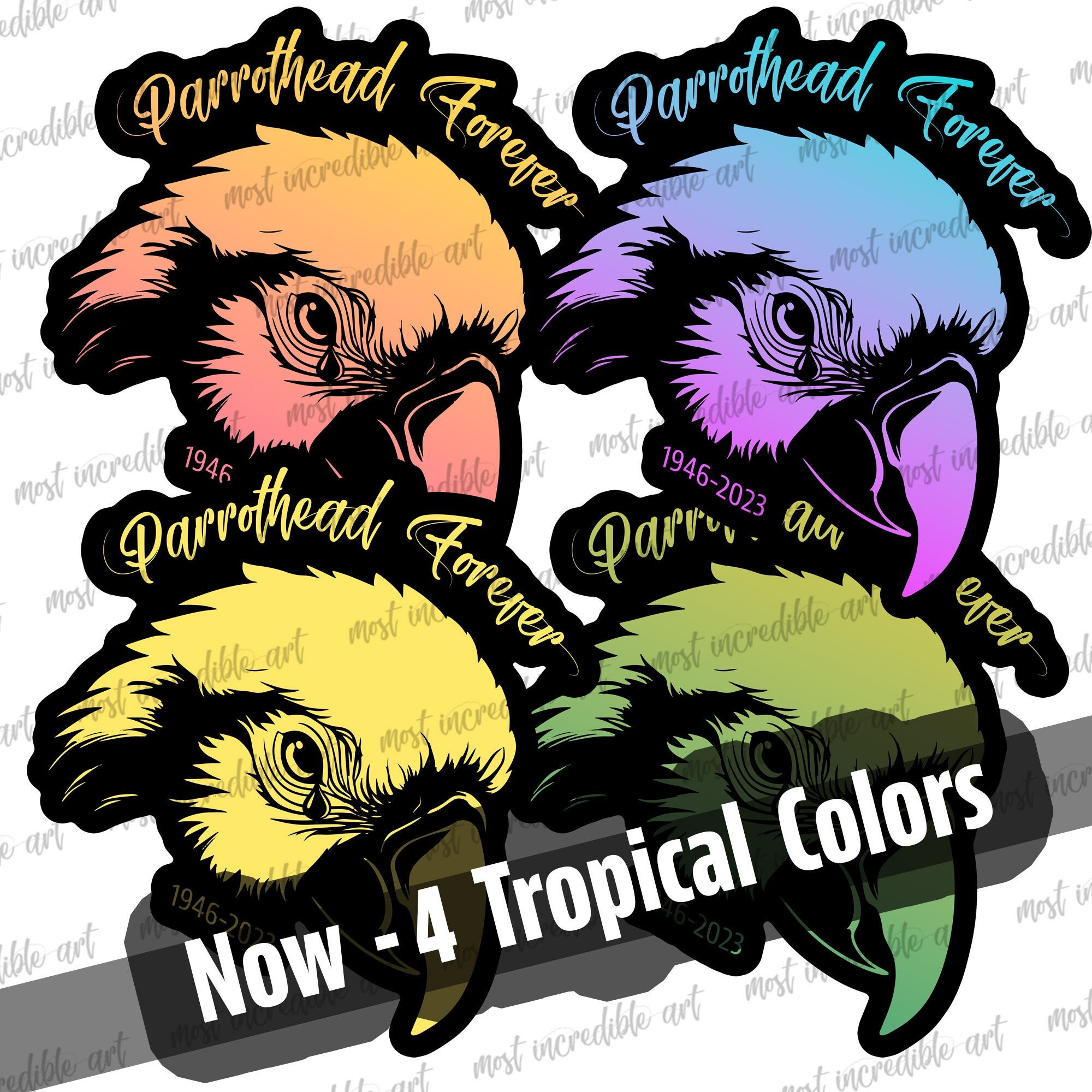 Jimmy Buffett Decal Sticker Tropical Tribute Parrothead Forever ...